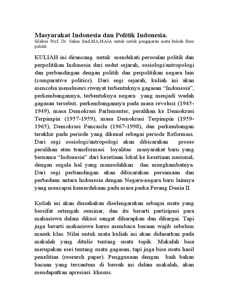 Sylabus IPHS Prof Salim Said | PDF