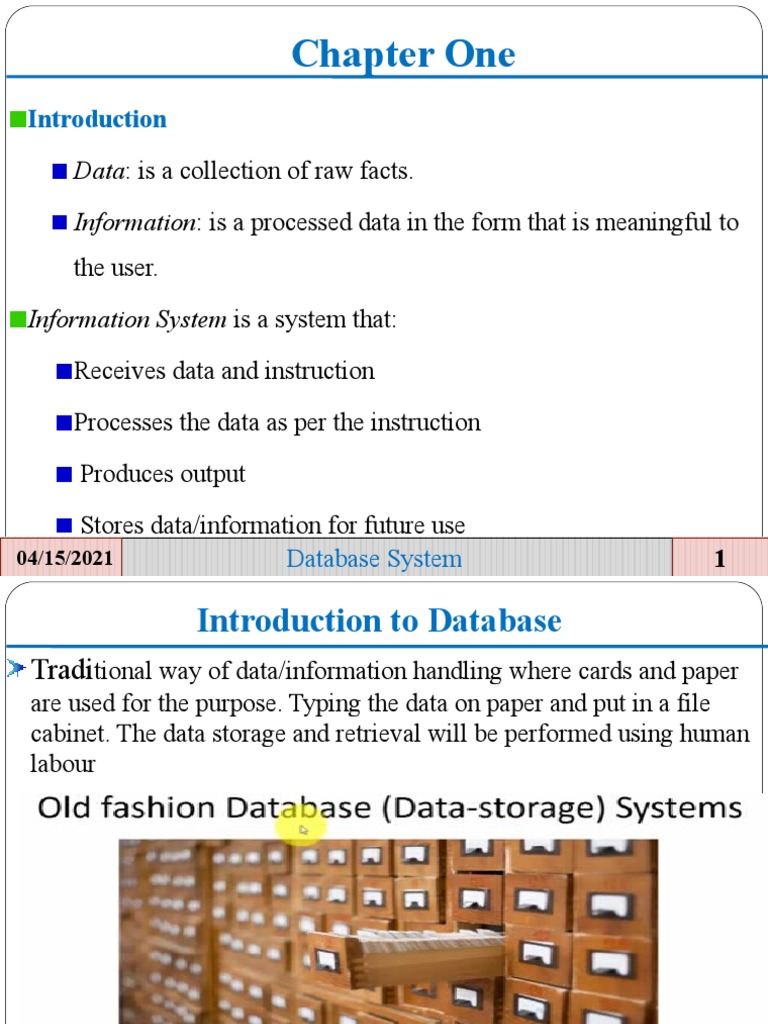DataBase System CH - 1 and 2 | PDF | Relational Database | Databases