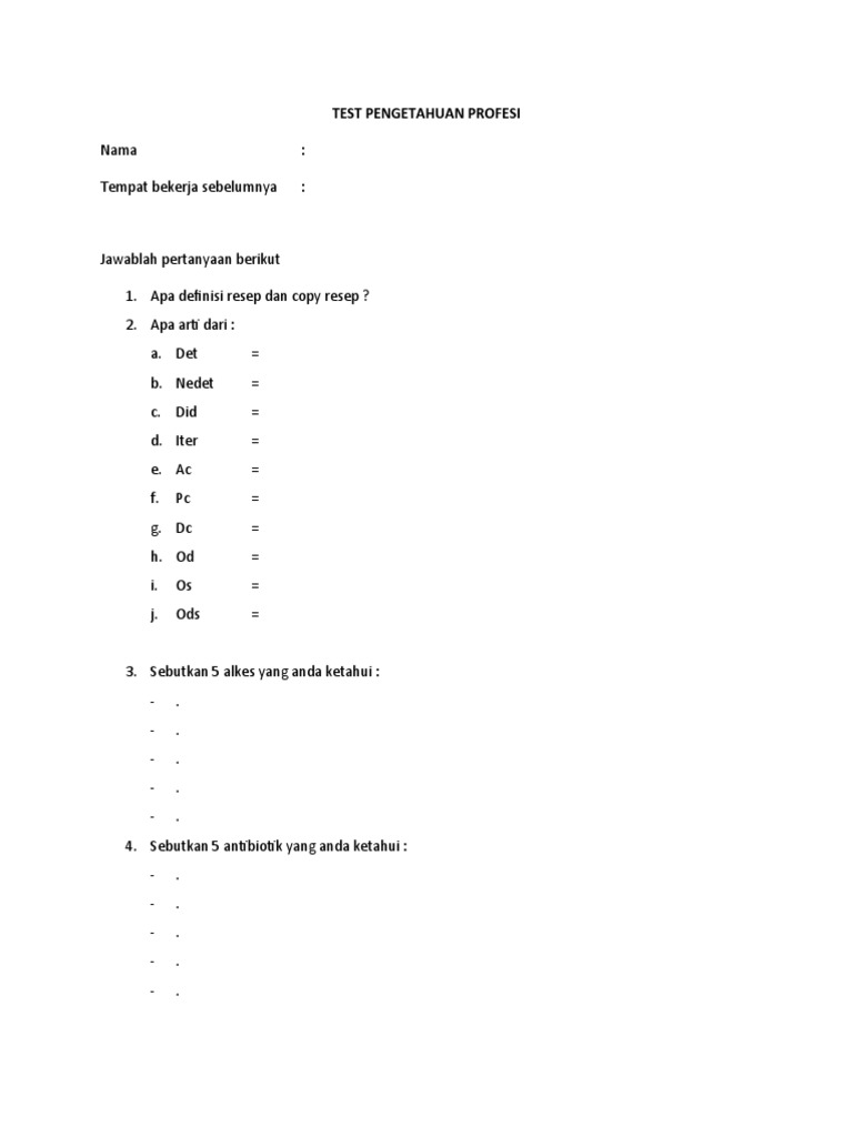 TEST KOMPETENSI PROFESI TTK | PDF
