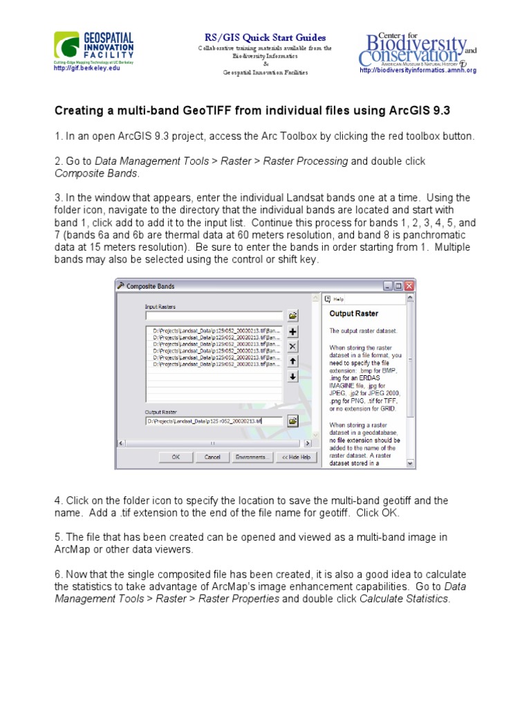 Creating A Multi-Band GeoTIFF From Individual Files Using ArcGIS | PDF | Arc Gis | Geographic ...