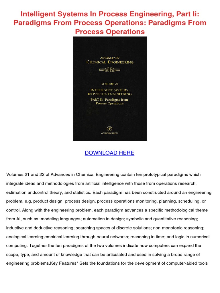 Intelligent Systems in Process Engineering Part II Paradigms From Process Operations Paradigms ...