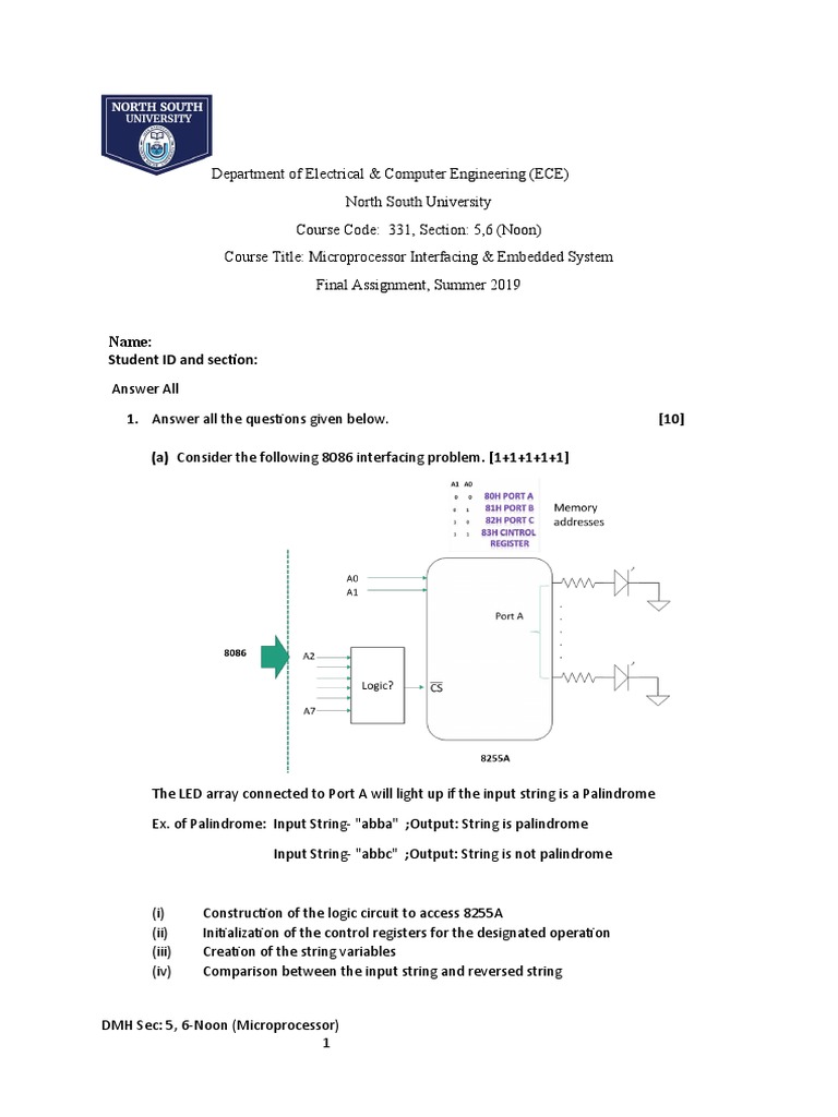 CSE 331 Microprocessor Assignment | PDF | String (Computer Science) | Analog To Digital Converter