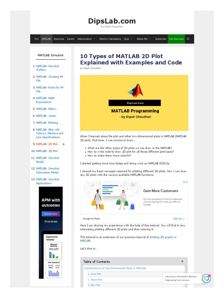 Dipslab Com Matlab 2d Plot Examples | PDF | Matlab | Function (Mathematics) Dipslab Com Matlab 2d Plot Examples | PDF | Matlab | Function (Mathematics)