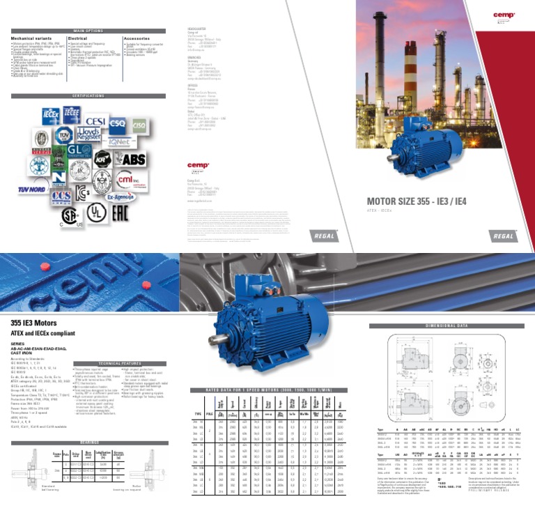 MCB17065E 10197E Cemp Motor 355 IE3 Brochure r19 | PDF | Electrical Engineering | Physical ...