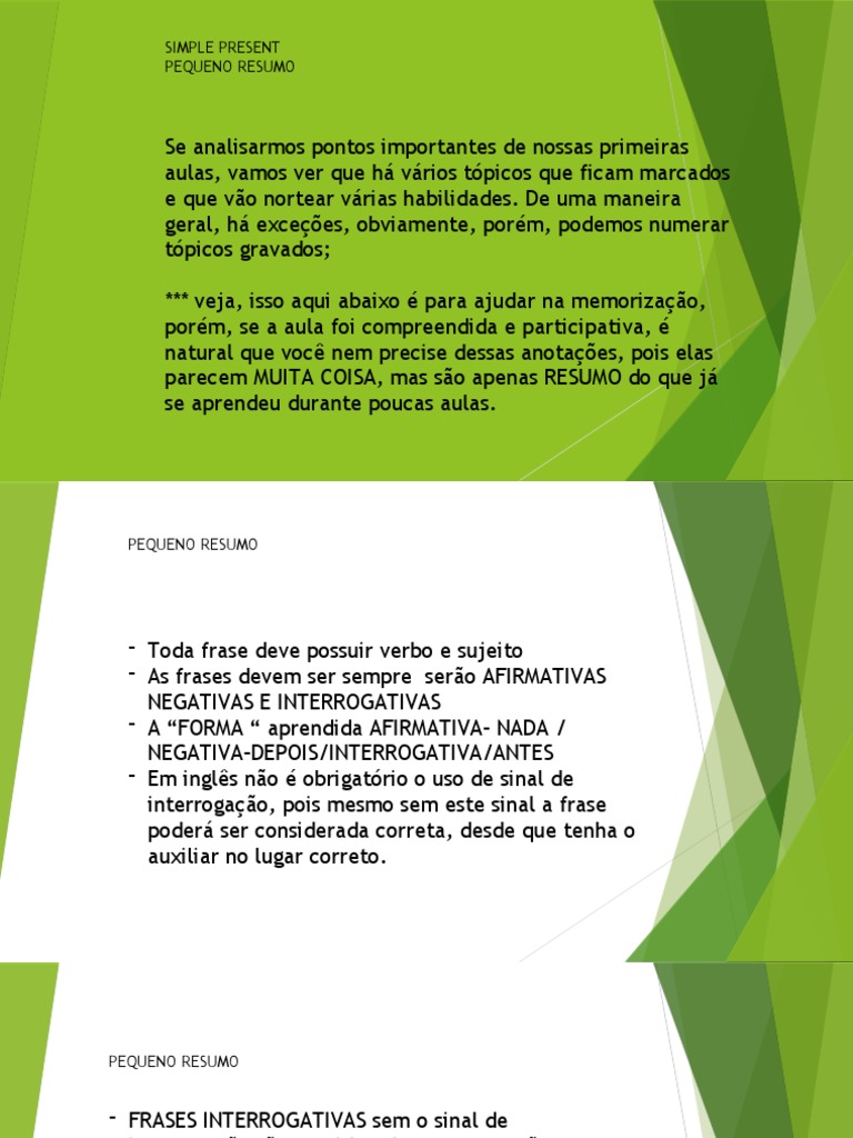 Simple Present Resumo | PDF | Assunto (gramática) | Idiomas