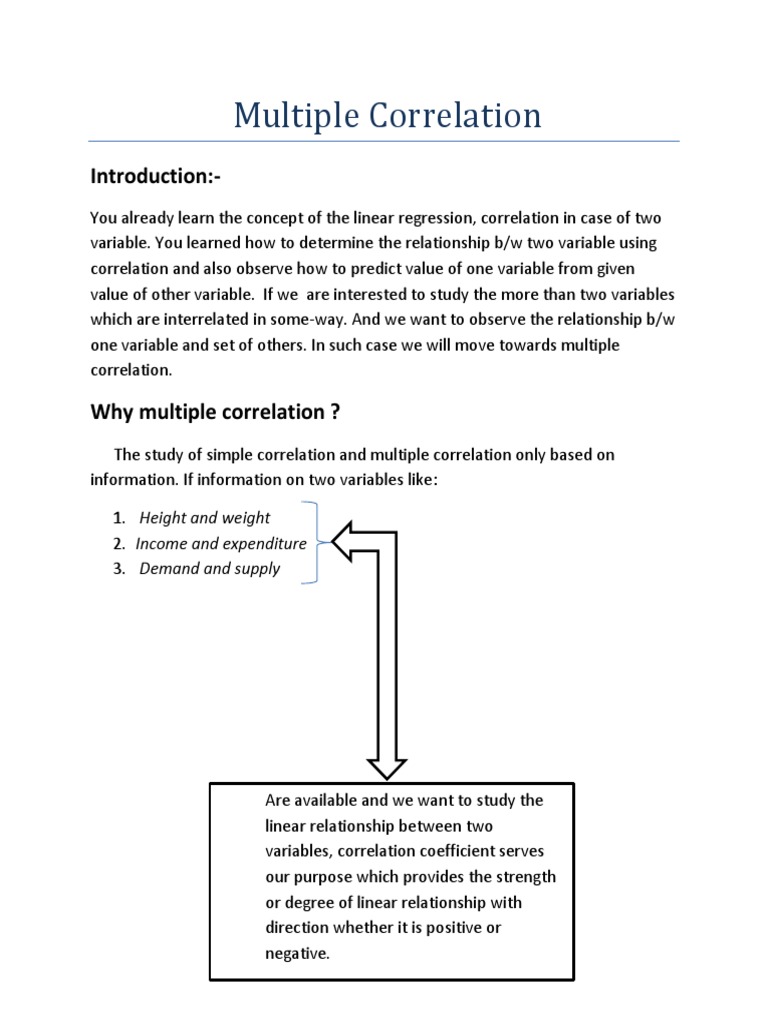 Multiple Correlation Pdf Correlation And Dependence Statistical Analysis