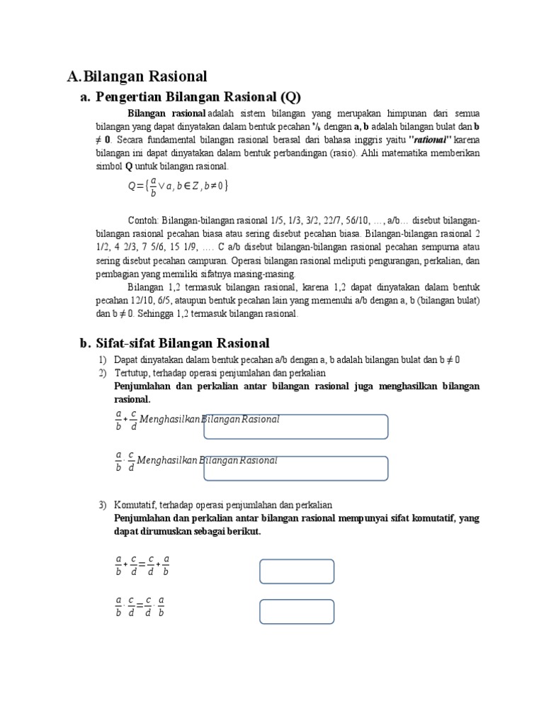 Pengertian Bilangan Rasional | PDF