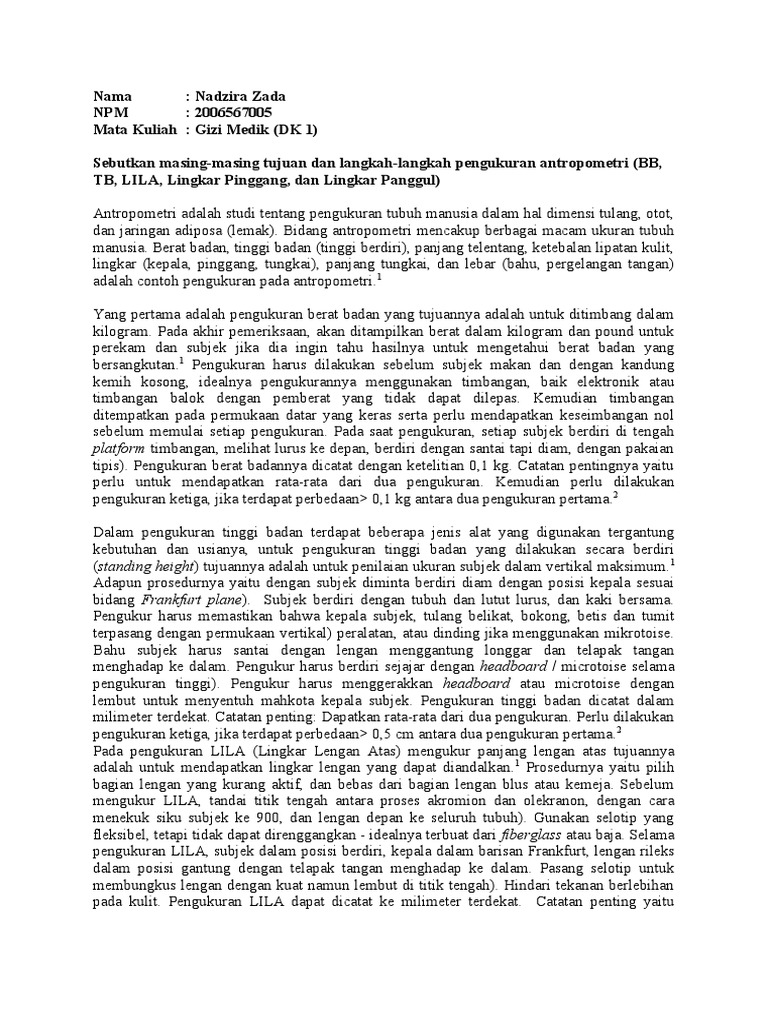 Nadzira Zada 2006567005 LTM Antropometri | PDF