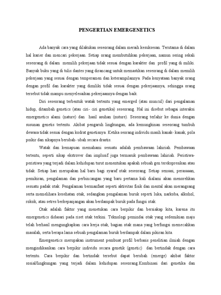 Pengertian Emergenetics | PDF