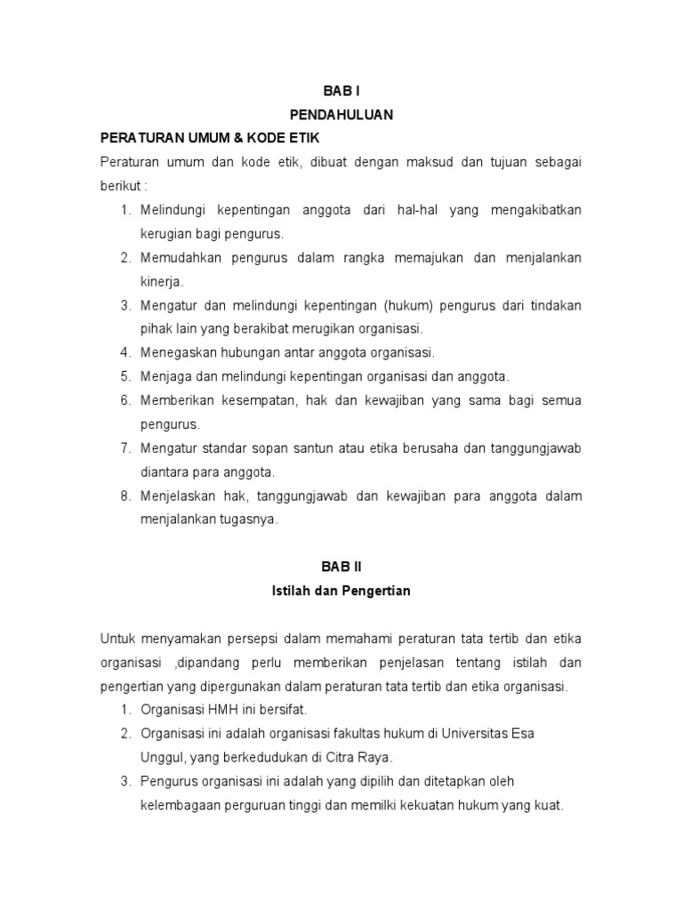 Tata Tertib Dan Kode Etik Organisasi | PDF