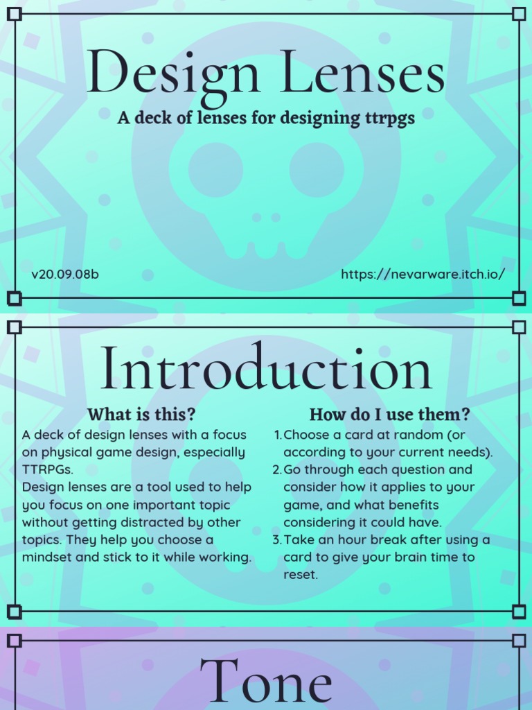 TTRPG Design Lenses PDF | PDF | Page Layout