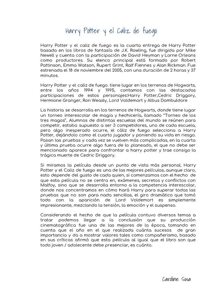 Harry Potter and The Goblet of Fire (Spanish) | PDF | Harry Potter ...