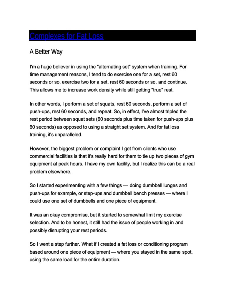 Complexes For Fat Loss Alwyn Cosgrove - Compress | PDF | Physical ...