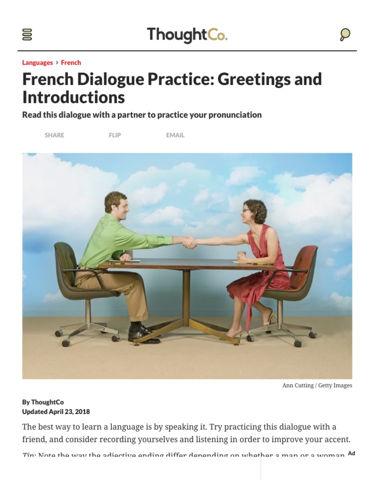 French Dialogue Practice - Greetings and Introductions | PDF | French ...