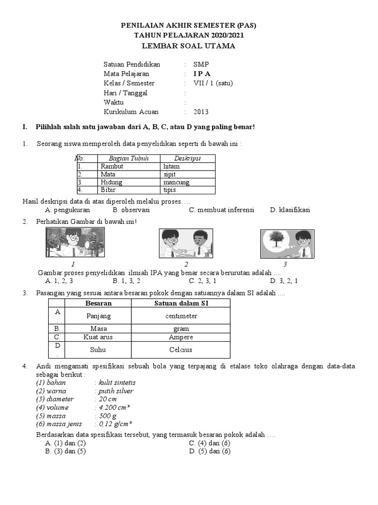 Soal Ipa Kelas 7 | PDF