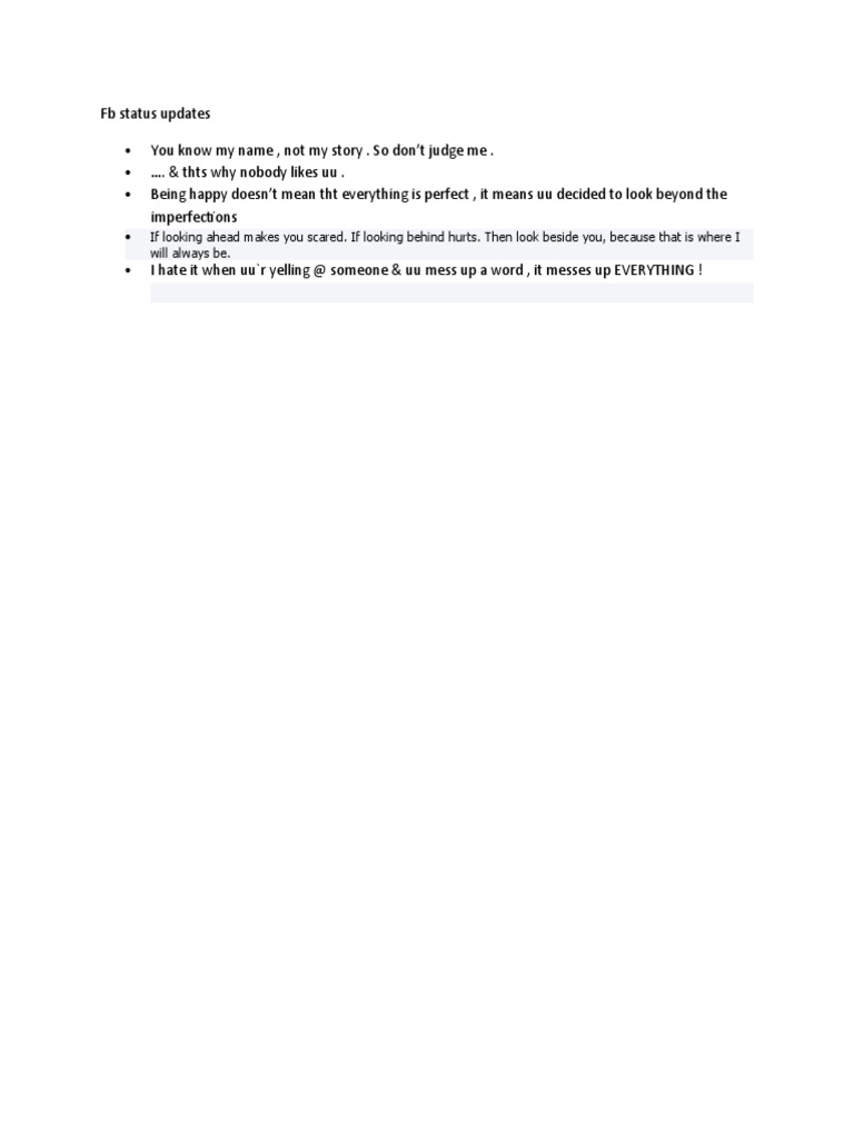 Facebook Status Update Ideas | PDF