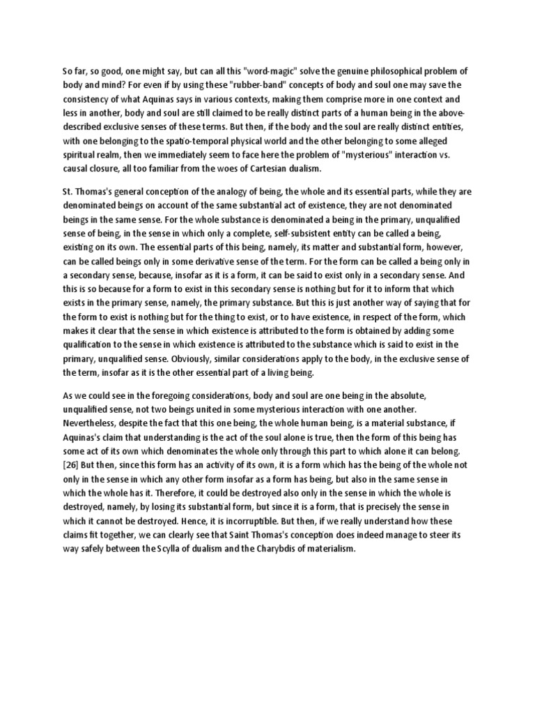 Navigating the Problems of Dualism and Materialism: How Thomas Aquinas ...