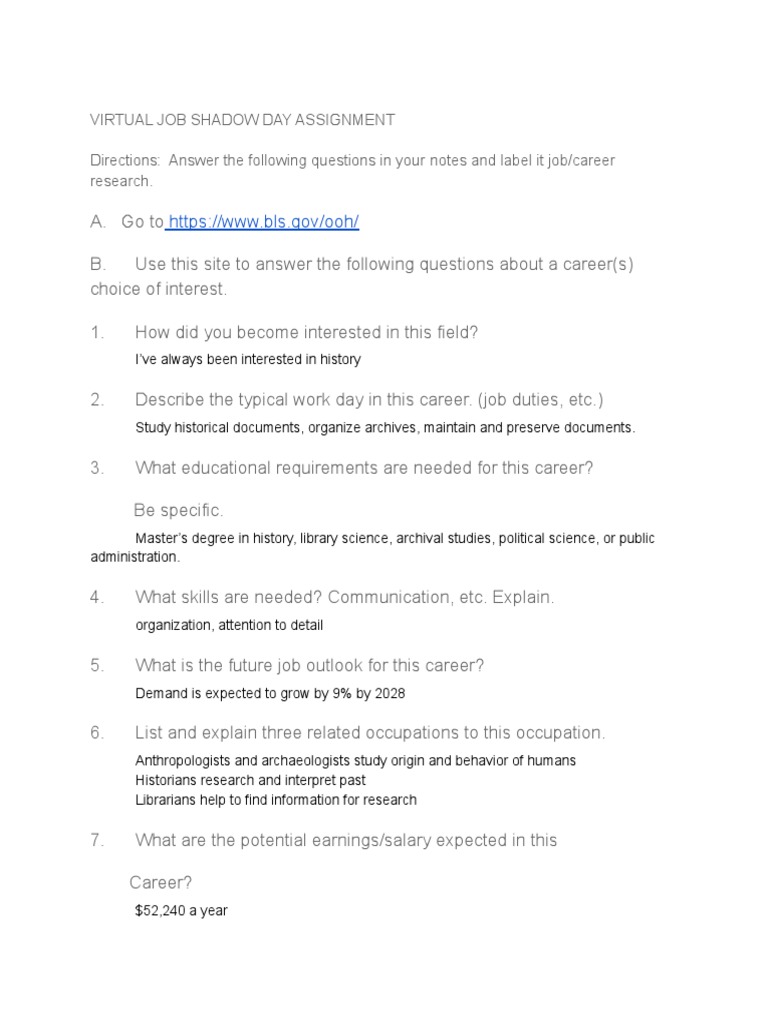 Career Artifact 7 Virtual Job Shadow | PDF | Social Science | Art