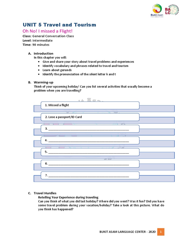 GCC Students-IN Unit 5 Travel and Tourism | PDF | Verb | Languages