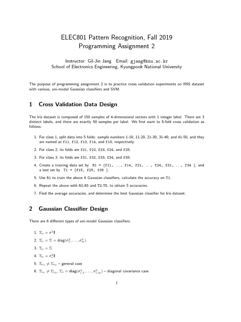 Assignment 3 Pattern Recognistion Pdf Support Vector Machine Statistical Analysis