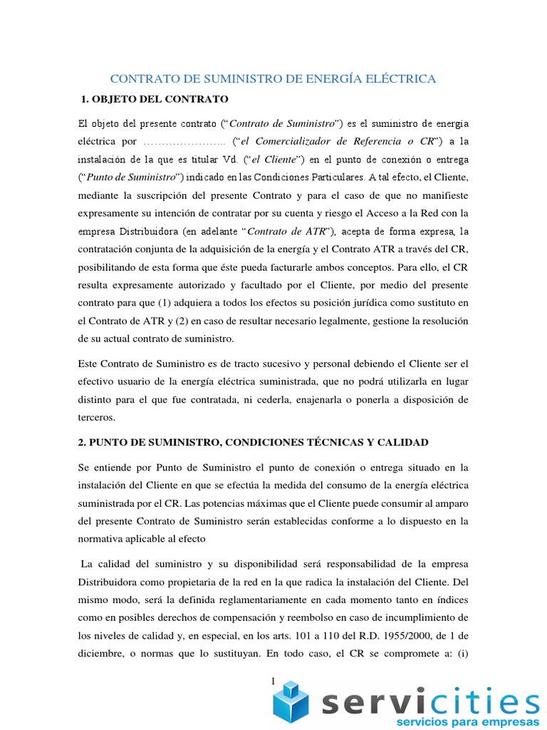 Contrato de Suministro de Energía Eleéctrica | PDF | Economias | Business