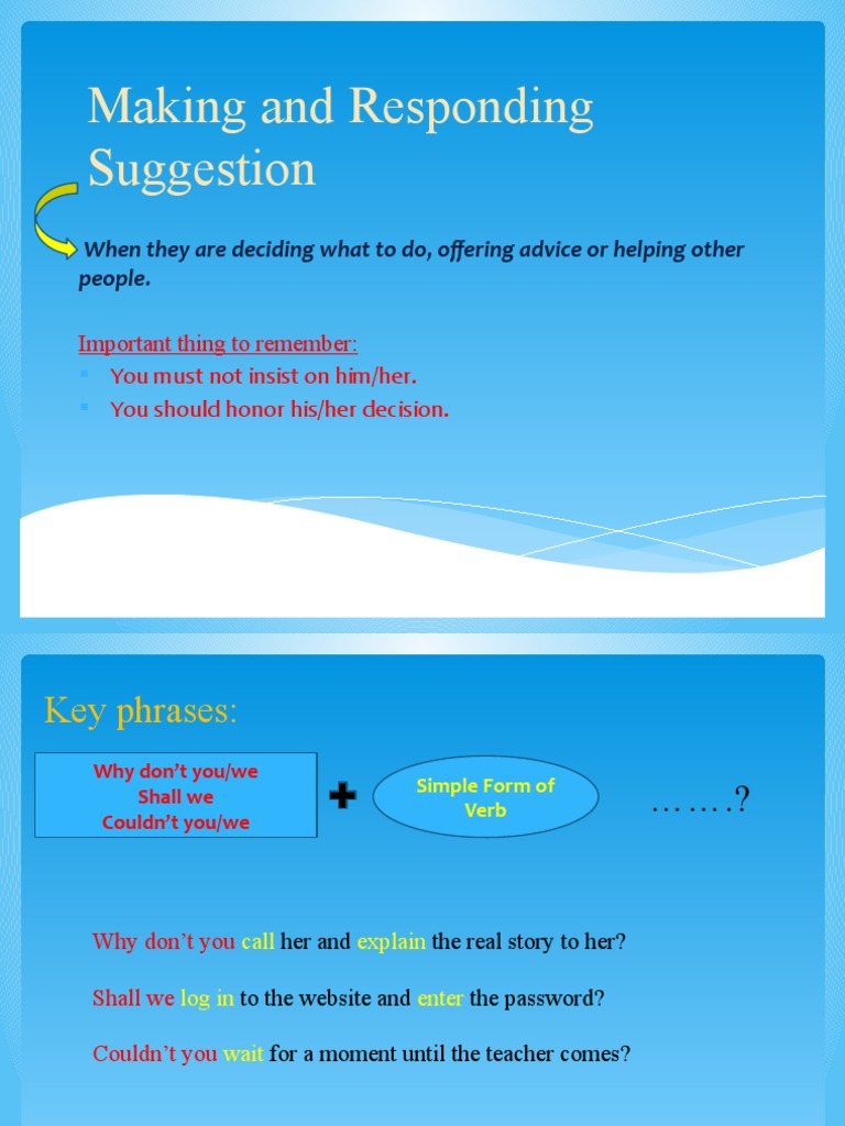 Making and Responding Suggestion | PDF | Career & Growth
