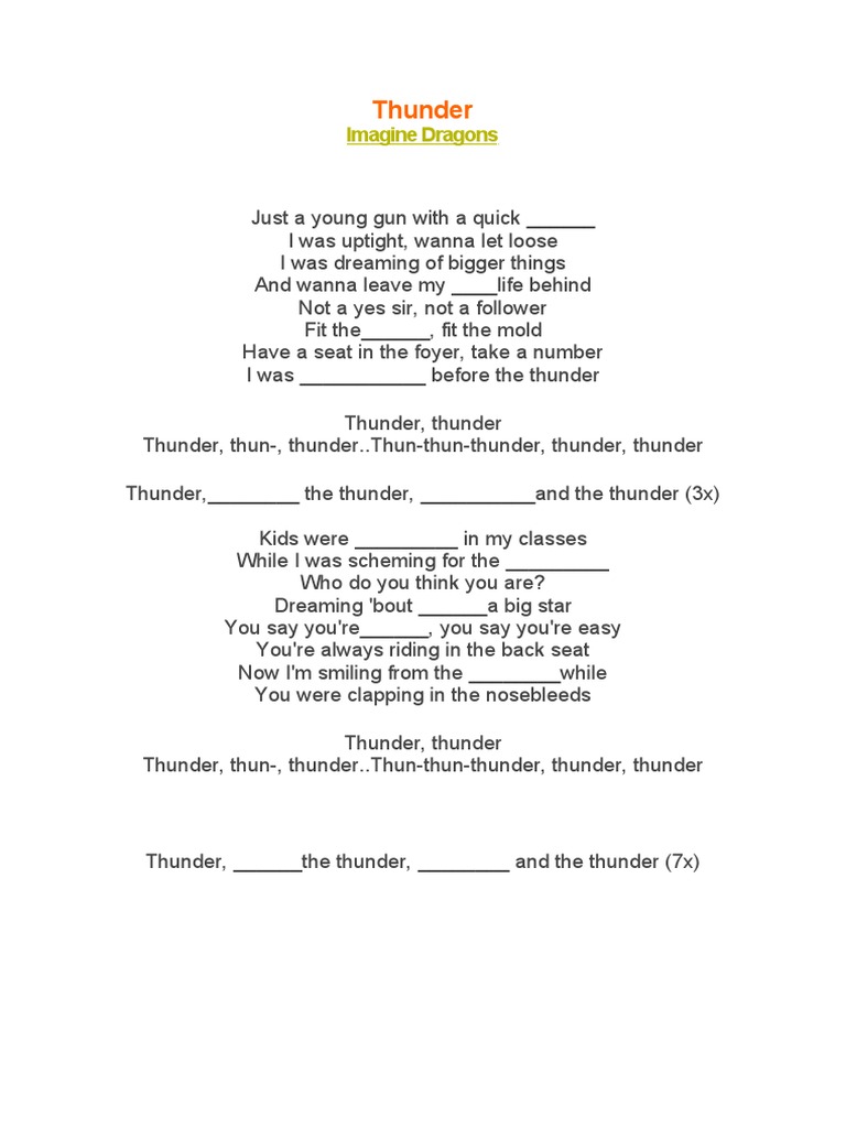 Imagine Dragons: Thunder Lyrics | PDF