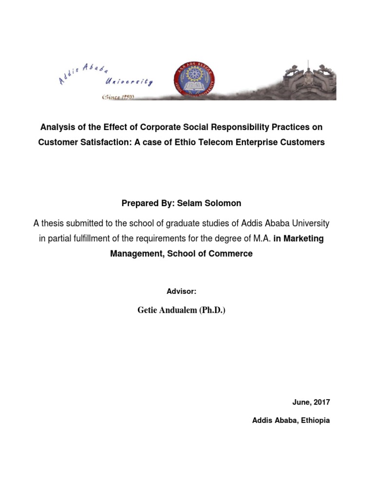 Selam Solomon | PDF | Corporate Social Responsibility | Customer ...