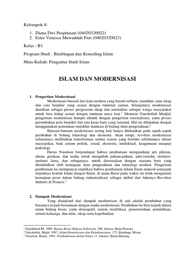 Kelompok 8 ISLAM DAN MODERNISASI | PDF