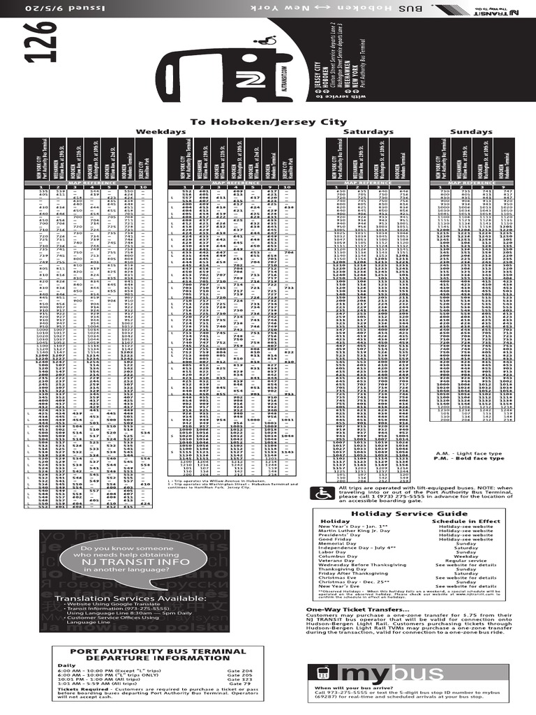 NJTransit 126 Timetable | PDF | Technology & Engineering
