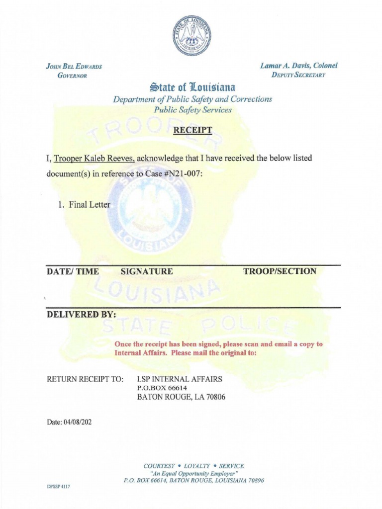 Final Letter (Tpr. Kaleb Reeves) | PDF