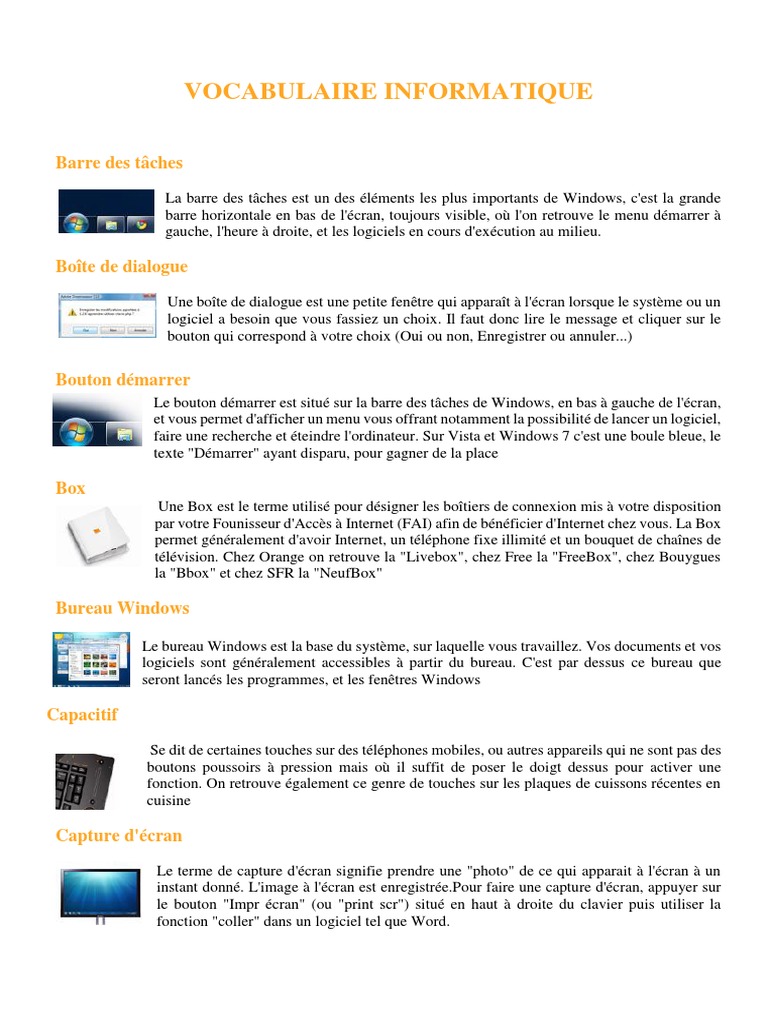 Vocabulaire Informatique Essentiel | PDF | Spam | Environnement de bureau