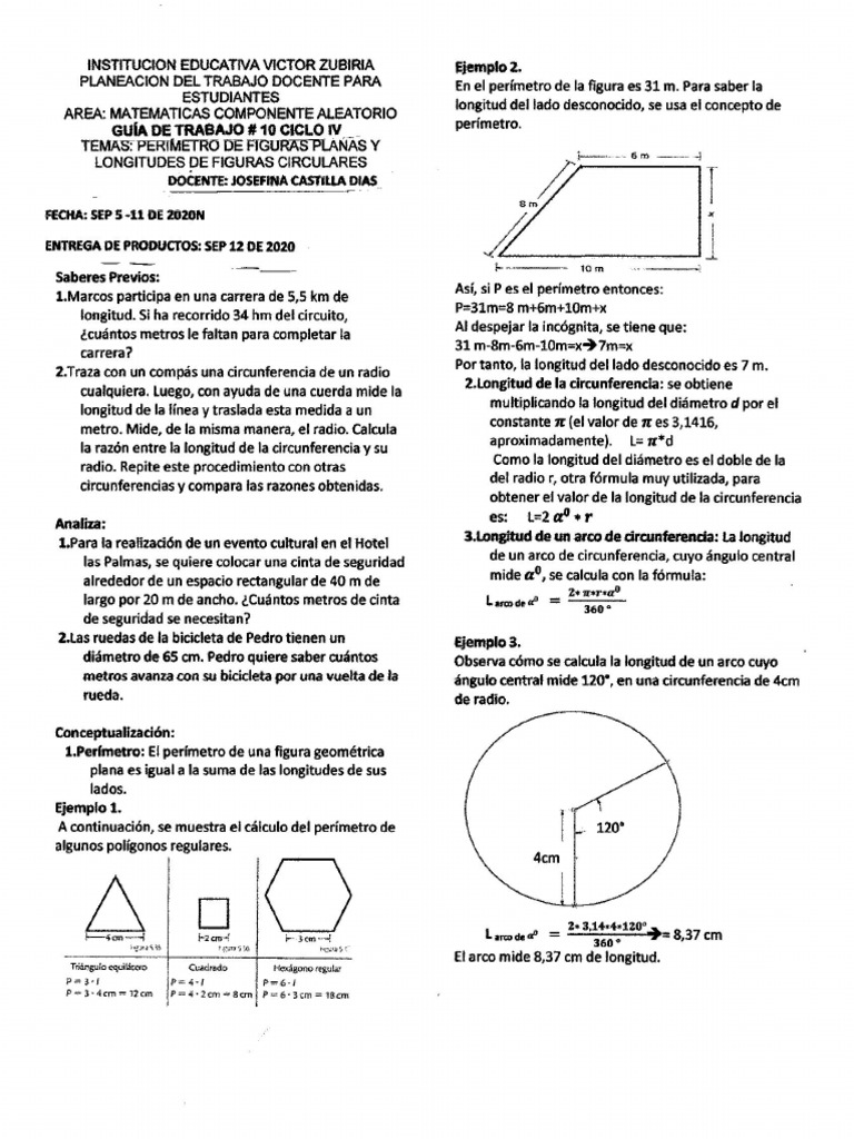 GUIA 10 Perimetro de Figura Planas