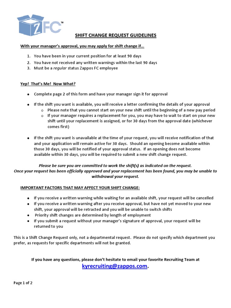 Shift Change Request Form 2011 | PDF