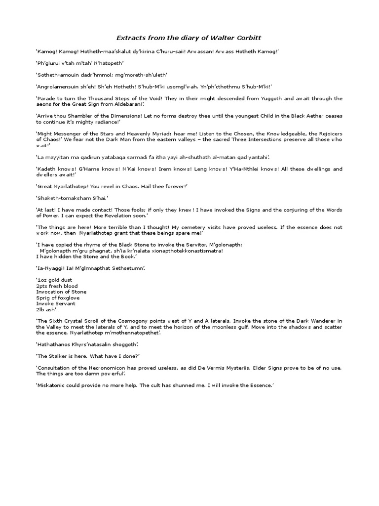 Corbitt Diaries Extracts | PDF