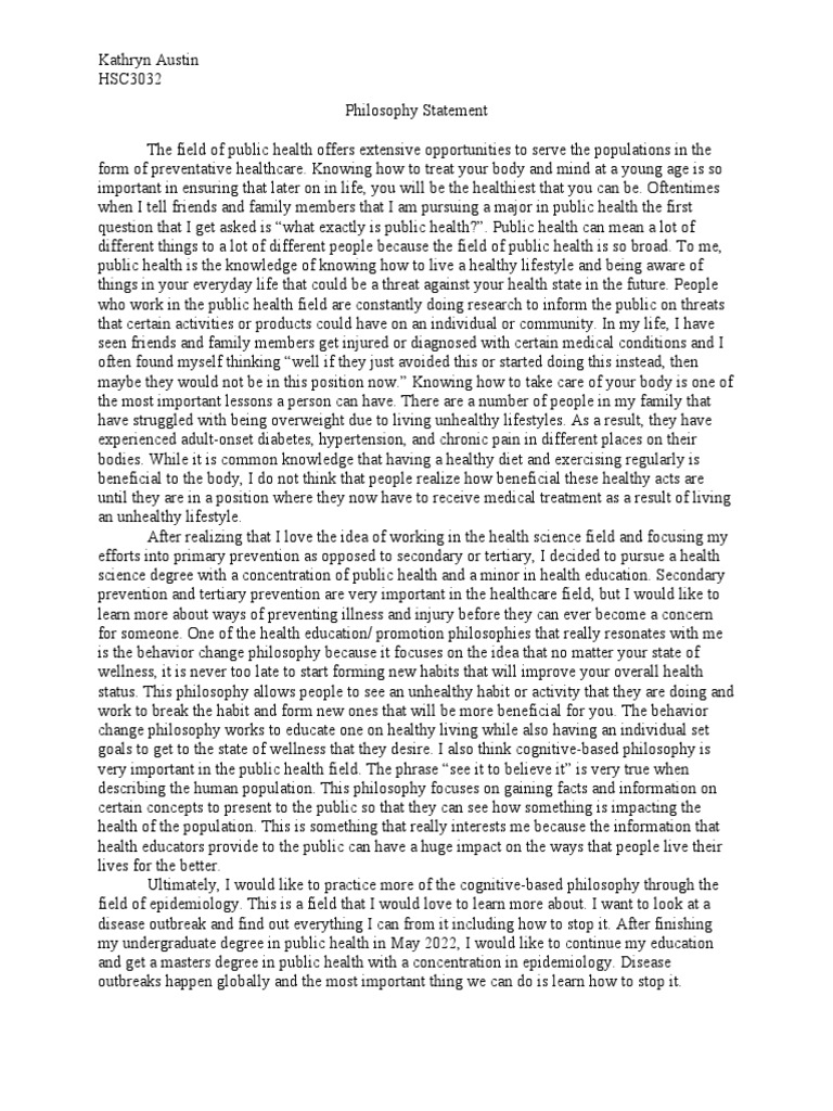 Philosophy Statement | PDF | Preventive Healthcare | Health Care