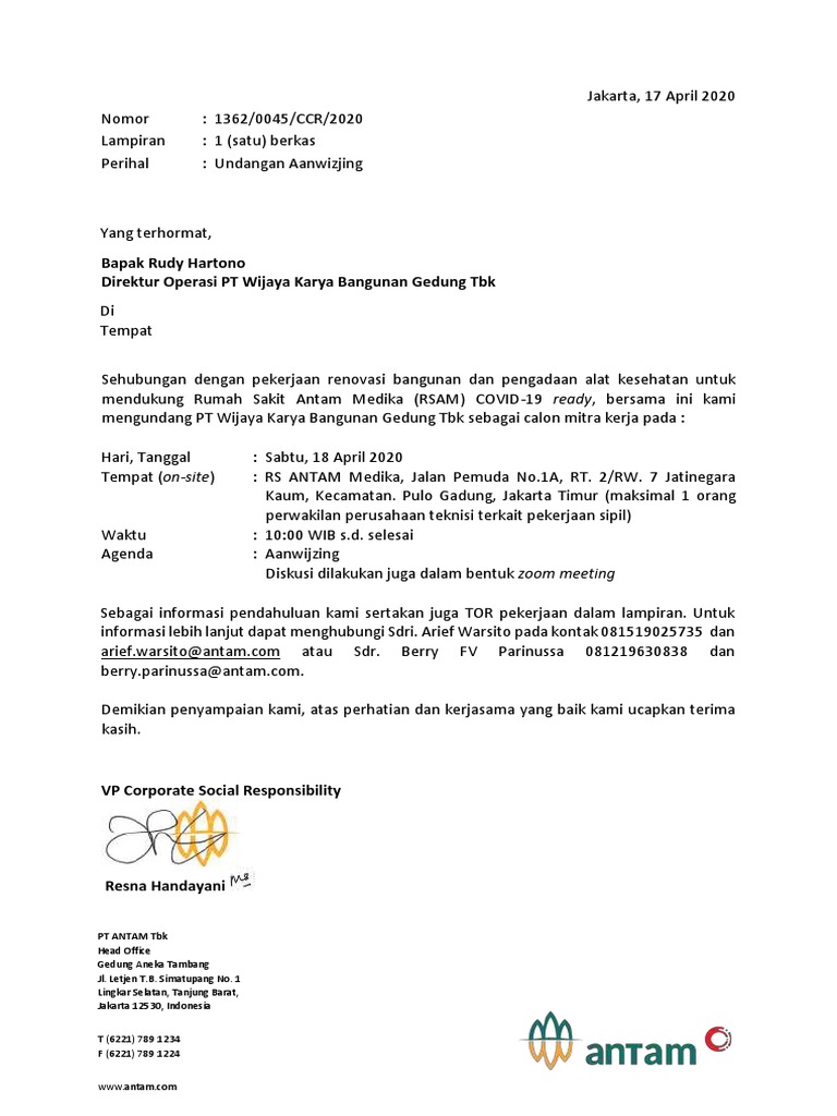 Undangan Aanwijzing Renovasi RSAM | PDF