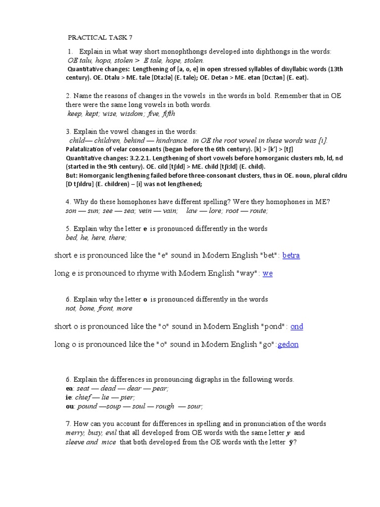 Practical Task 7 Pdf English Language Syllable