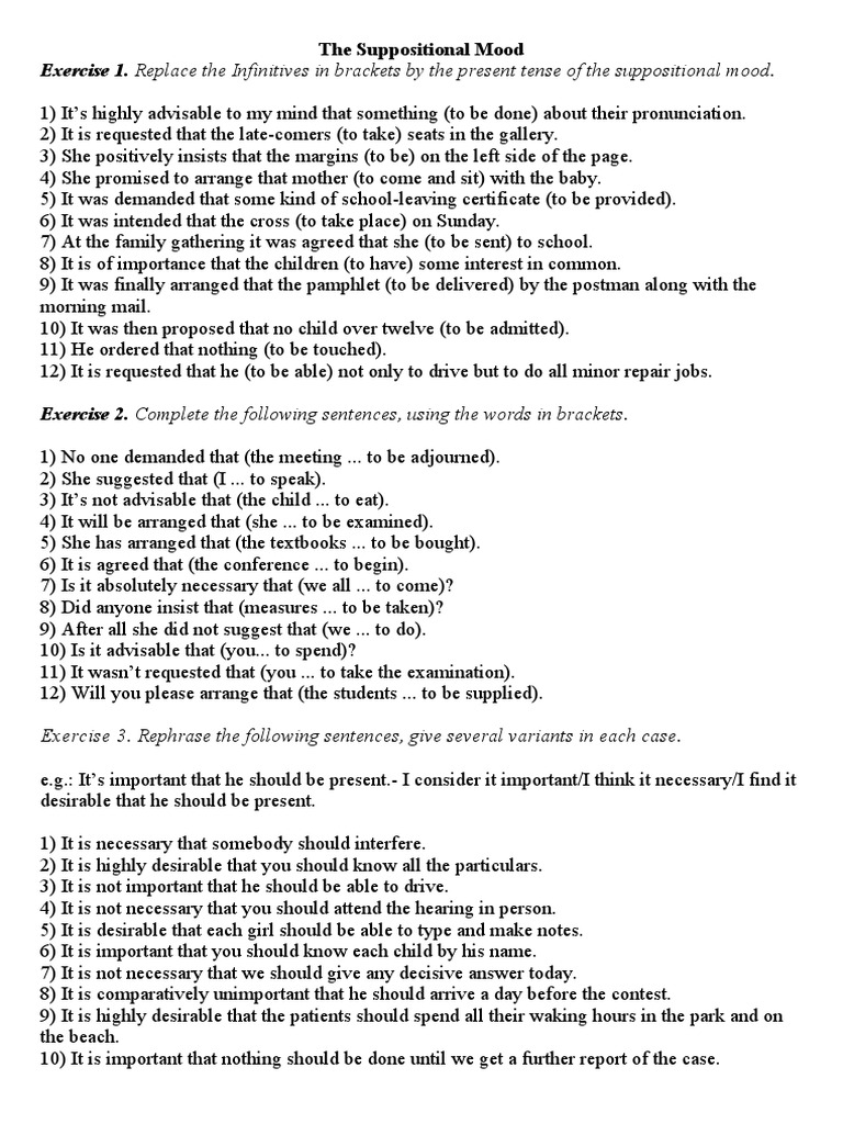 The Suppositional Mood Exercises | PDF