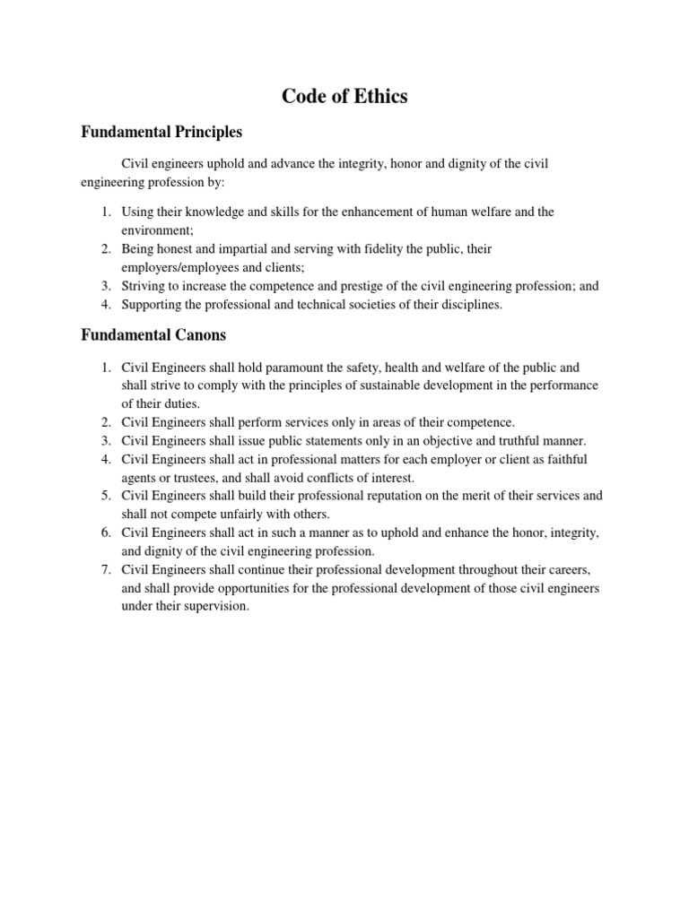 Code of Ethics: Fundamental Principles | PDF
