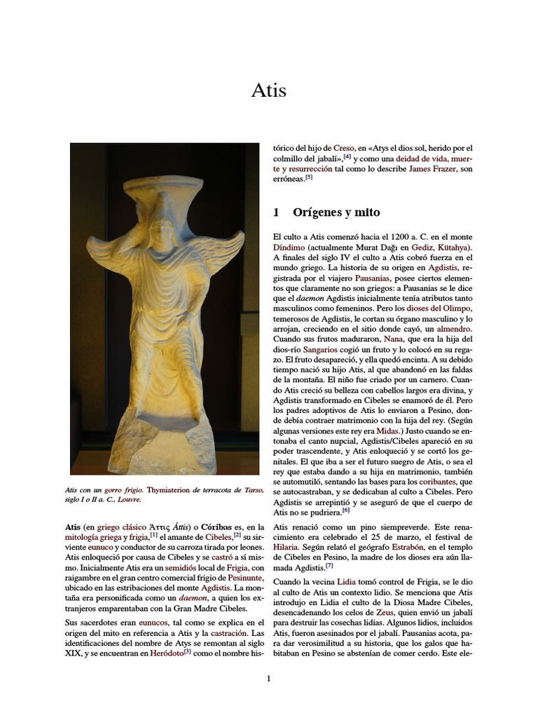 Atis | PDF | Religión Griega Antigua | Deidades griegas
