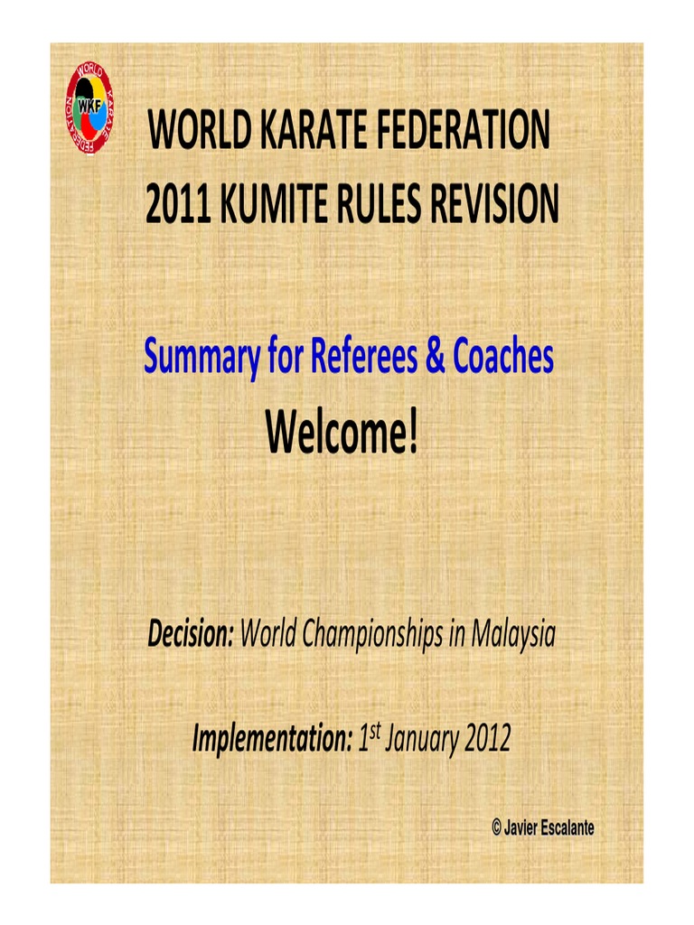 WKF Rules PowerPoint Presentation | PDF | Referee | Individual Sports