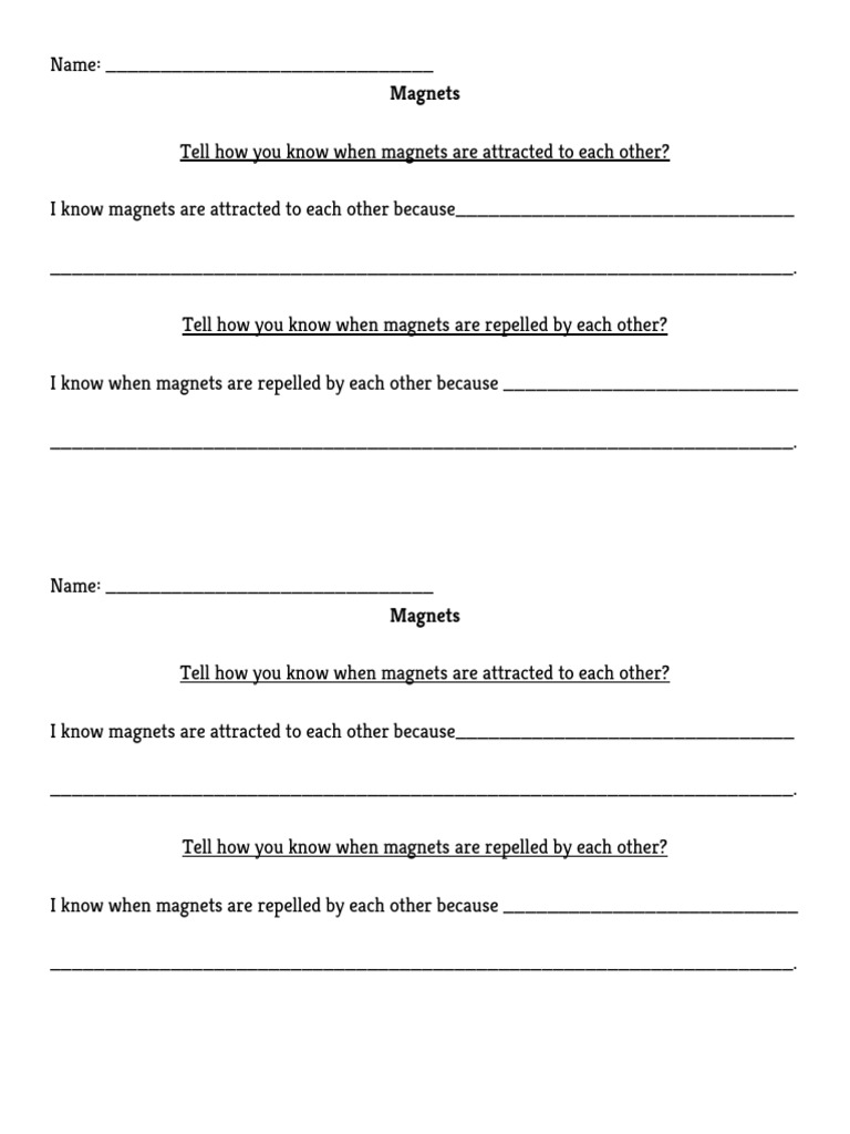 Magnets Exit Ticket | PDF