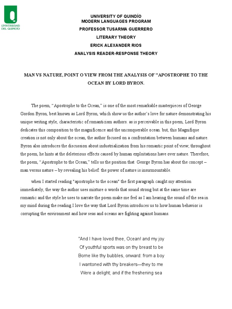 Byron's "Apostrophe to the Ocean" Analysis | PDF | Lord Byron | Romanticism