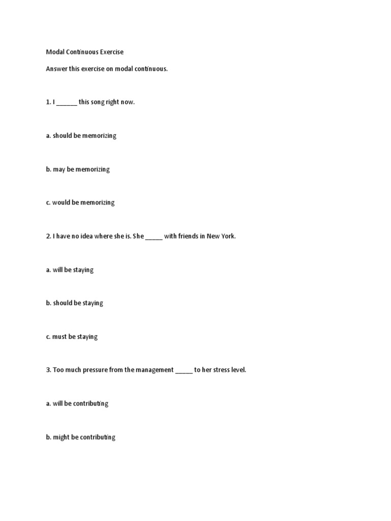 Modal Continuous Activity | PDF