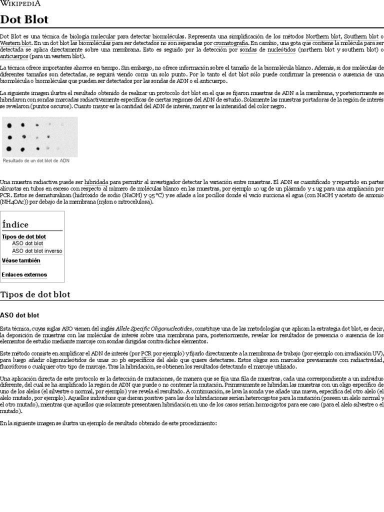 Dot Blot | PDF | Biología Molecular | Biología
