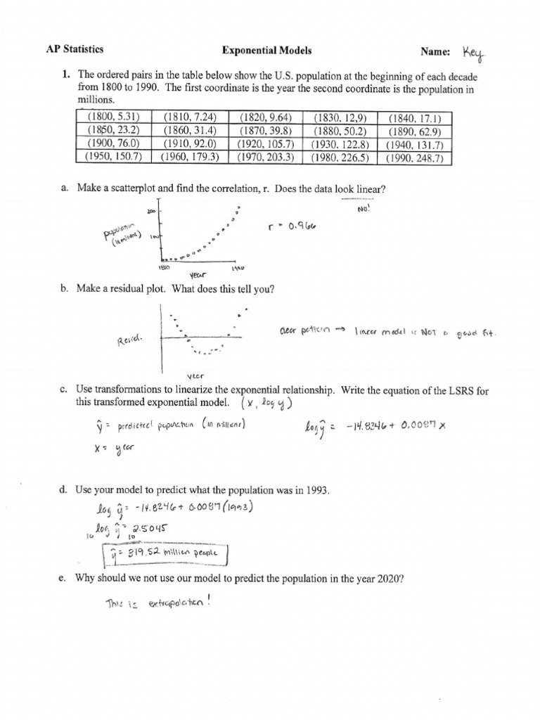 Exponential Models WS Answers | PDF
