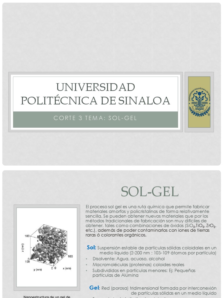 Sol Gel | PDF | Coloide | Física Aplicada e Interdisciplinaria