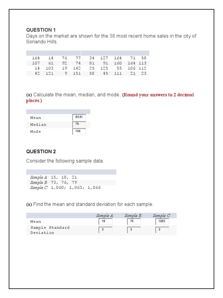 Descriptive Statistics Task 50 Completed | PDF | Mode (Statistics ...