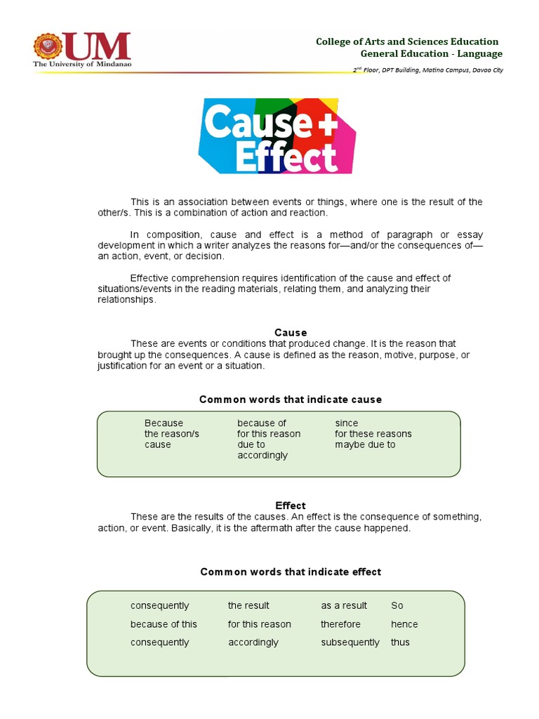 Cause and Effect Guide | PDF | Reason | Causality